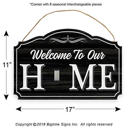 Bigtime Signs Welcome to Our Home White Wood Grain Print Wall & Front ...