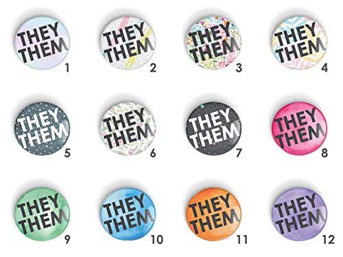 Amazon.com: 1 x Pronoun THEY/THEM pin badge button or magnet, LGBTQ+ ...