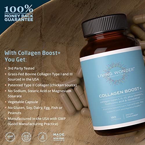 Collagen Boost Plus - Collagen Pills for Women -180 Collagen Capsules ...
