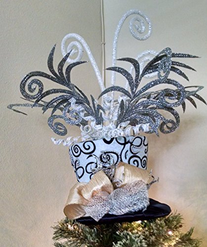 Buy Top Hat Tree Topper - Christmas Tree Top Hat - Silver and Black ...