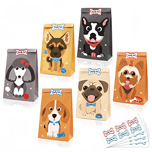 24 Pack Puppy Party Treat Bags with Thank You Stickers,Doggy Themed ...