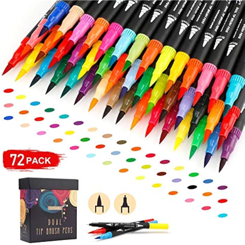 GC 72 Colors Dual Tip Brush Pens Highlighter Art Markers 0 4mm Fine gc-72-colors-dual-tip-brush-pens-highlighter-art-markers-0-4mm-fine