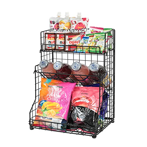 X-cosrack 3-Tier Food Packet Organizer Rack Bins with Adjustable ...