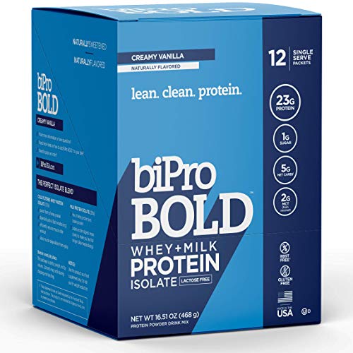 BiPro Bold to-Go Whey + Milk Protein Powder Isolate, Creamy Vanilla, 12 ...