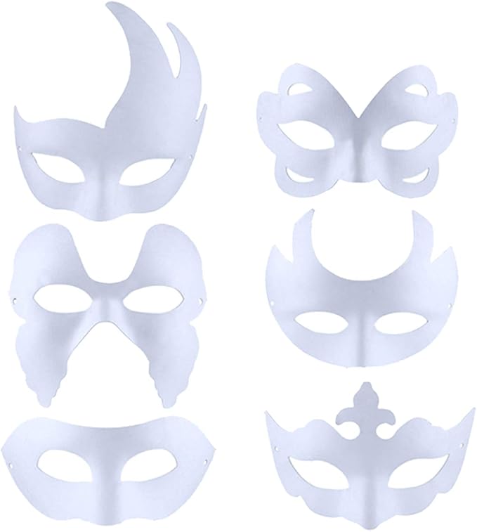 Amazon.com: Outgeek DIY White Mask, 6 Pcs Paintable Paper Mask Plain ...
