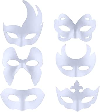 Amazon.com: Outgeek DIY White Mask, 6 Pcs Paintable Paper Mask Plain ...