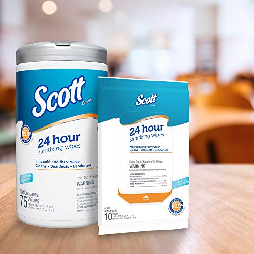 Scott 24 Hour Sanitizing Wipes – Multi-Surface Cleaning & Disinfecting ...