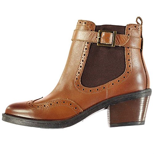 Firetrap Womens Brogue Boots Zip Fastening Casual Buckle Strap Chunky ...