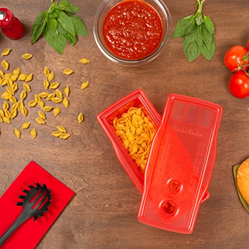 Microwave Pasta Cooker- The Original Fasta Pasta (Red)- Quickly Cooks ...