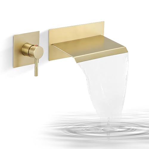 BATHLAVISH Bathtub Bathroom Faucet Wall Mount Brushed Gold Single ...