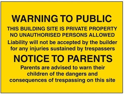 VSafety Signs 67070BF-R “Warning To Public/Notice To Parents” Warning ...