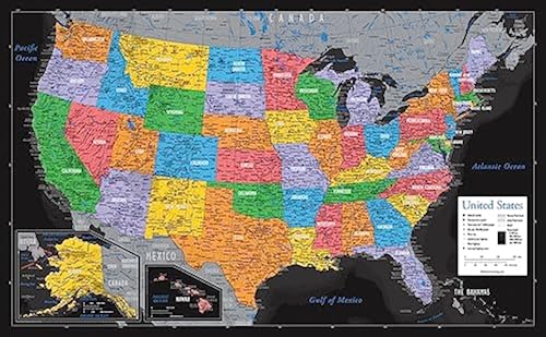 Palace Learning Laminated USA Map - 18" x 29" - Wall Chart Map of the ...