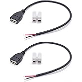 Amazon.com: ELNONE 2PCS USB Female Pigtail 2 Wire,0.3M/1Ft 20AWG USB 2.0 Female Plug to Bare ...