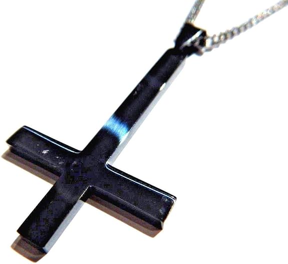 Stainless Steel Inverted Cross Pendant on Chain Necklace Satanic Satan ...