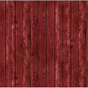 Amazon.com: Rustic Barn Red Fence Wood Grain, Landscape Medley Fabric ...