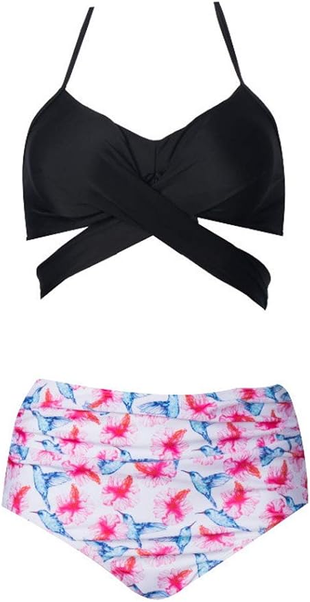 Amazon.com: Women's Wrap Top Floral Bottom Bathing Suit Two Piece Sexy ...