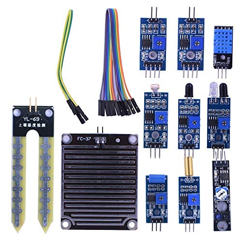 Kuman 37개 Arduino와 Raspberry Pi용 센서 온습도 광중단 아날로그 홀 센서 모듈 전자 공작 키트 Uno