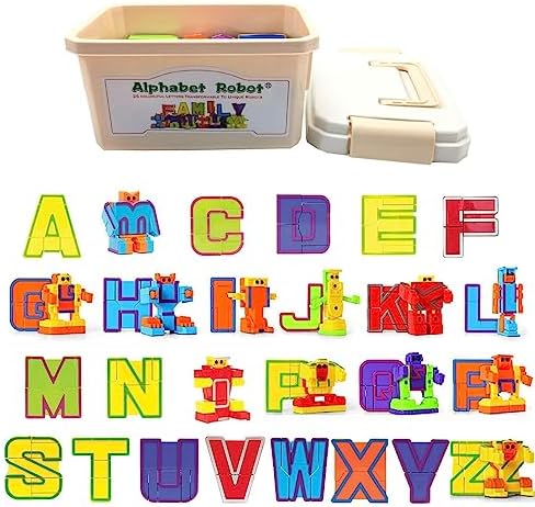 Siiziitoo 26 Pieces Alphabet Robots Toys for Kids, Alphabots, Letters ...