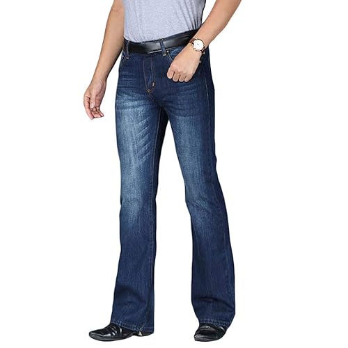 HAORUN Men Bell Bottom Jeans Slim Fit Vintage 60s 70s Flared Denim ...
