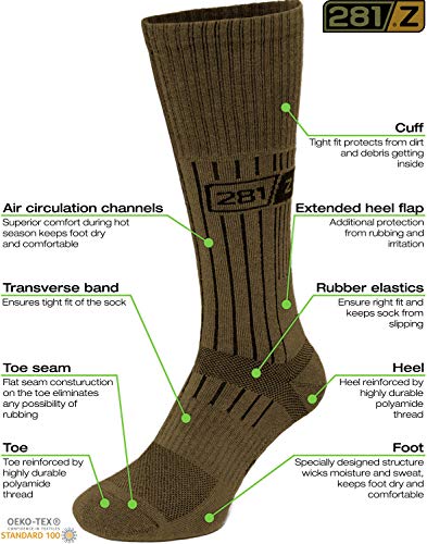 281Z Military Boot Socks - Tactical Trekking Hiking - Outdoor Athletic ...