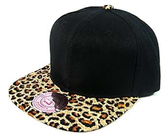 Amazon.com: 2 Tone Black & Cheetah / Leopard Print Snapback Hat Cap ...