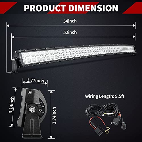 LEDKINGDOMUS LED Light Bar 52 inches Curved Led Bar Flood Spot Combo ...