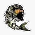 Amazon.com - STICKY DUDE Bass Mullet Sticker Fishing Sticker, 5 inches ...