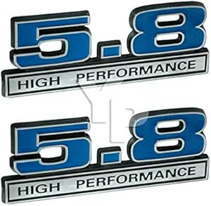 Amazon.com: 5.8 Liter High Performance Engine Emblems in Chrome & Blue ...