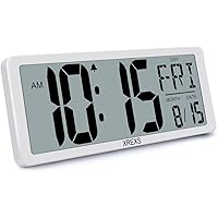 XREXS Large Digital Wall Clock, Battery Operated Alarm Clocks for ...