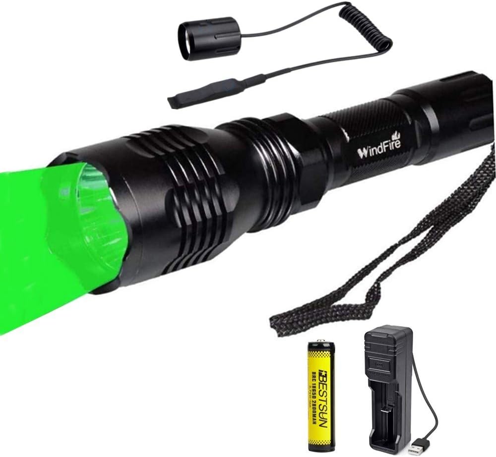 Green Hunting Torch, 1000 Lumen Brightest Green LED Torch, 350 Yards ...