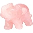 Amazon.com: Natural Rose Quartz Elephant Statue Crafts Healing Crystal ...