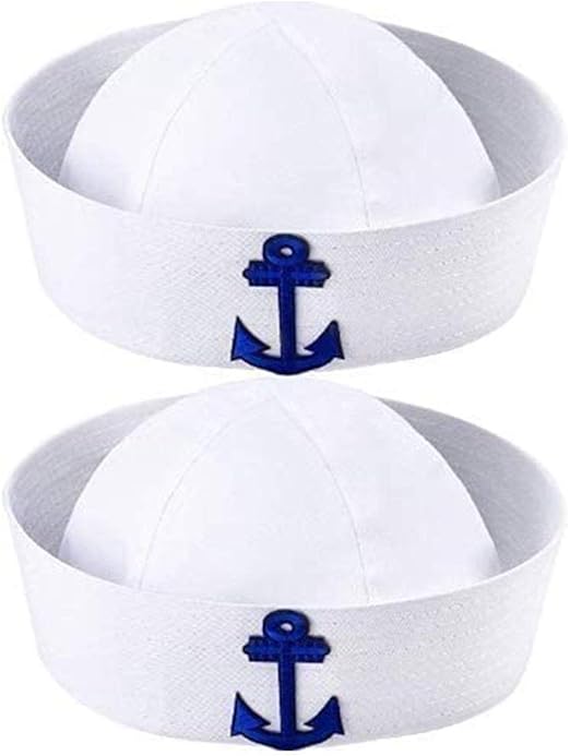 2 Packs White Sailor Hat Nautical Hats Adults Yacht Captain Costume ...