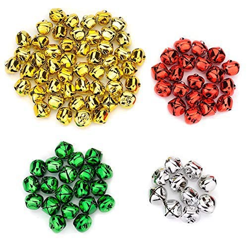 100PCS 1 Inch Multicolored Jingle Bells Christmas Metal Bells Craft for ...