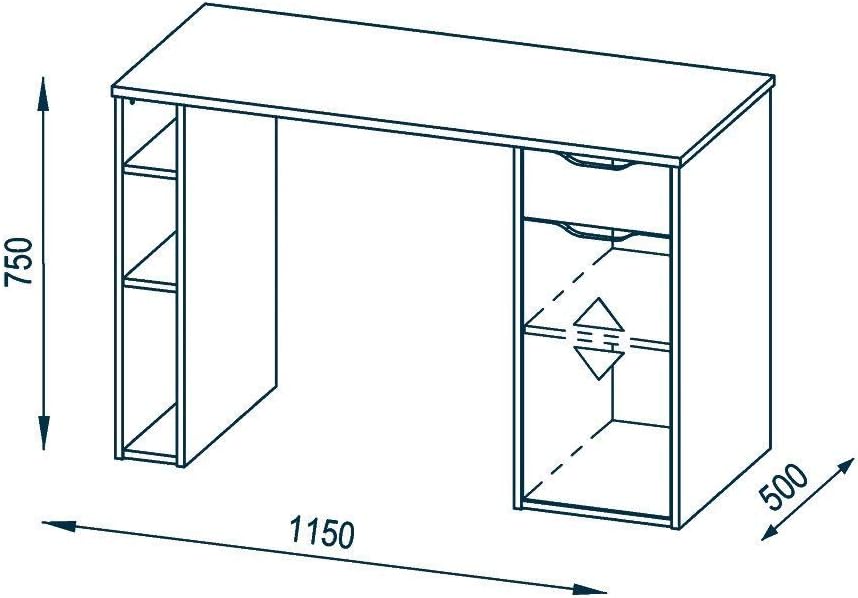 Maja and Writing Computer Desk High Gloss Wood, Dimensions 115 x 50 x ...