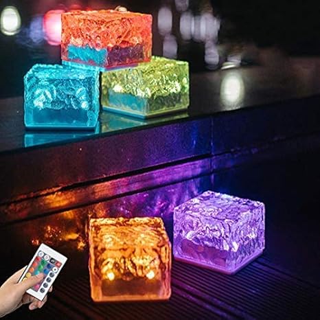 Solar Ice Rocks,Solar Ice LED Cubes Light Solar Powered Crystal Brick ...