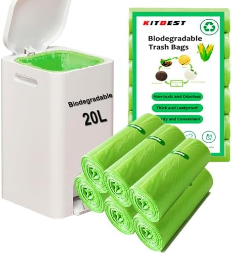 KITBEST Bin Liners, 20 Litre x 120 Biodegradable Bin Bags for ...