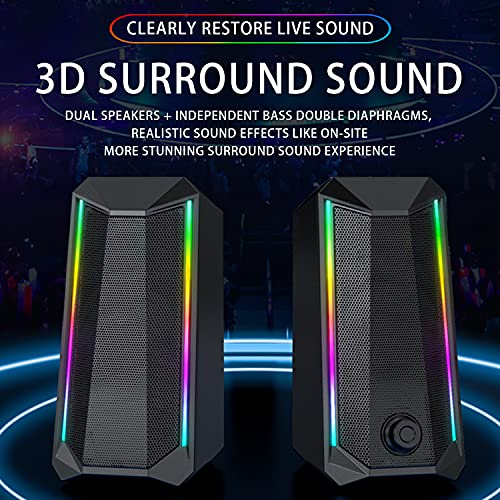Computer Speakers, RGB Color LED Light-Emitting Speakers, USB2.0 ...