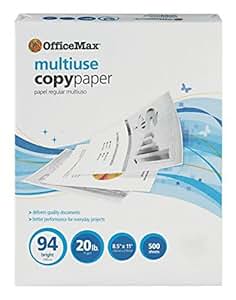 Amazon.com : OfficeMax Copy Paper, 94 Bright, 500 Sheets/Ream, 8 1/2" x ...