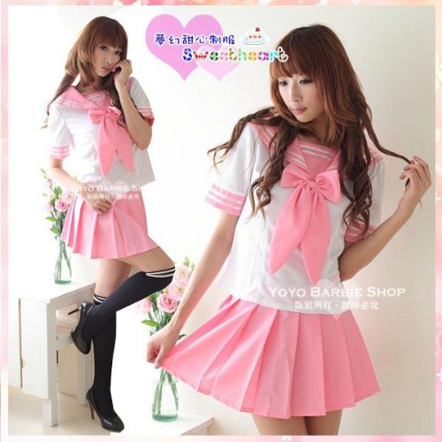 Pink Lolita Sailor Japan School Uniform Halloween Fancy Party Dress ...