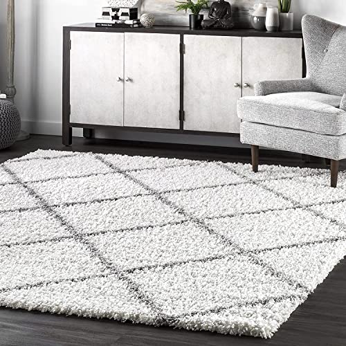 nuLOOM Tess Moroccan Shag Area Rug, 6' Square, White | Pricepulse