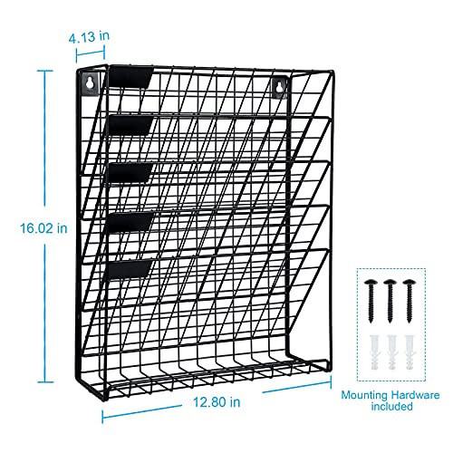 Veesun Hanging File Organizer Holder -5 Tier Vertical Wall Hanging File ...