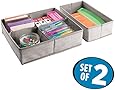 mDesign Set of 2 Drawer Organisers with 5 Compartments - Fabric Storage ...