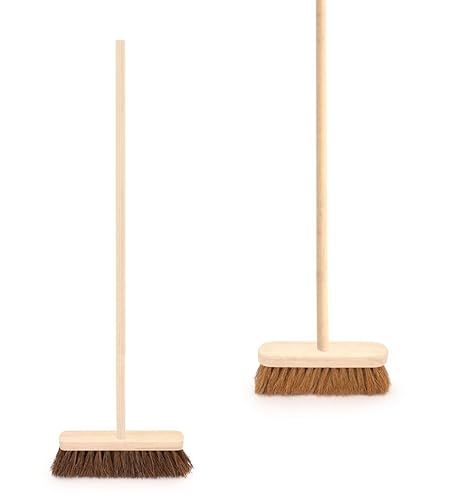 Outdoor Sweeping Brush with Handle 10" Stiff Wooden Bassine Yard Broom ...