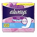 Amazon.com: Always Thin Daily Liners, Regular Absorbency, Unscented ...