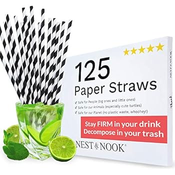 Amazon.com: 100-pack Paper Drink Straws Biodegradable - Value Pack Eco ...