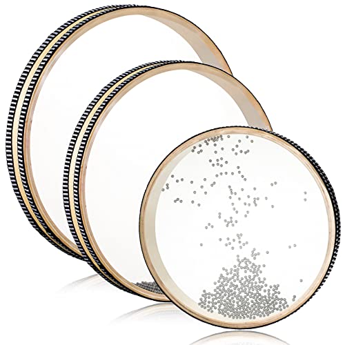 Sea Drum, 3 Pieces Wave Bead Sea Sound Drum with Hardwood Shell Musical ...