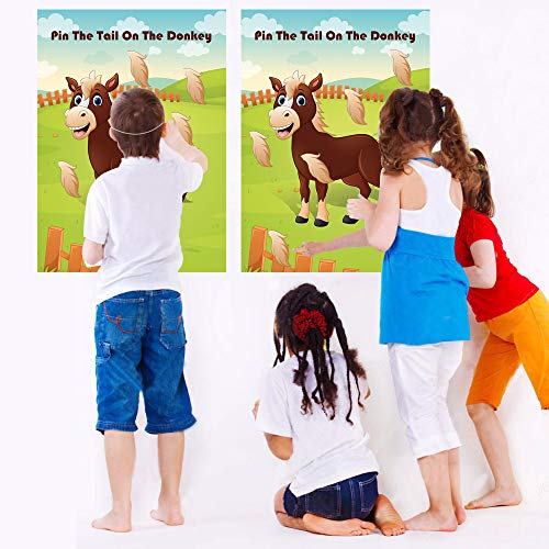 Pin The Tail On The Donkey Party Game With 30 Pcs Tails Large Donkey ...