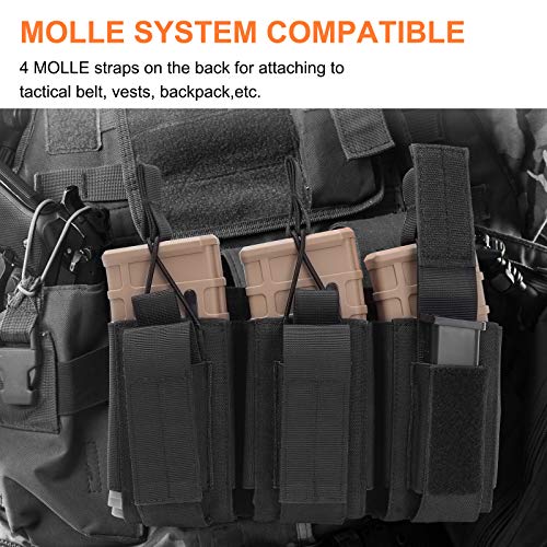 CS Force Triple Mag Pouch, Molle Open-Top Triple Magazine Pouch, 1000D Nylon, Black | Pricepulse