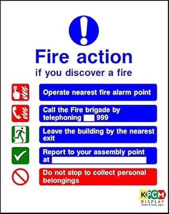 Fire Action Plan sign - Self adhesive sticker 200mm x 150mm: Amazon.com ...