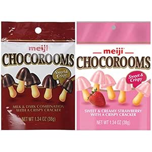 Amazon.com: Meiji Chocorooms, Variety (Pack of 12) 6 Strawberry 6 Chocolate 1.34 oz Pouches ...